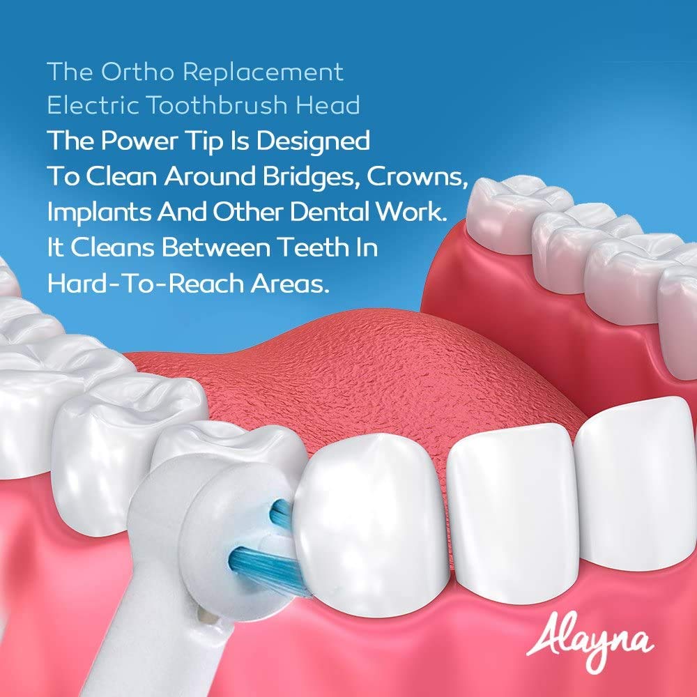 Compatible Oral-B Electric Toothbrush Ortho and Power Tip Bristle Replacement Head - 20-Pack | Braces Brush Heads with Dupont Bristles | Interproximal Clean with Orthodontic Brushes | Clean Retainers
