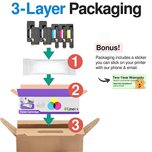 Limeink 5 Pack Compatible High Yield Laser Toner Cartridges Replacement for Dell C1660 4G9HP (2 Black, 1 Cyan, 1 Magenta, 1 Yellow) Compatible with C1660 C1660W C1660cnw 1660 1660W, 1660cnw Printers