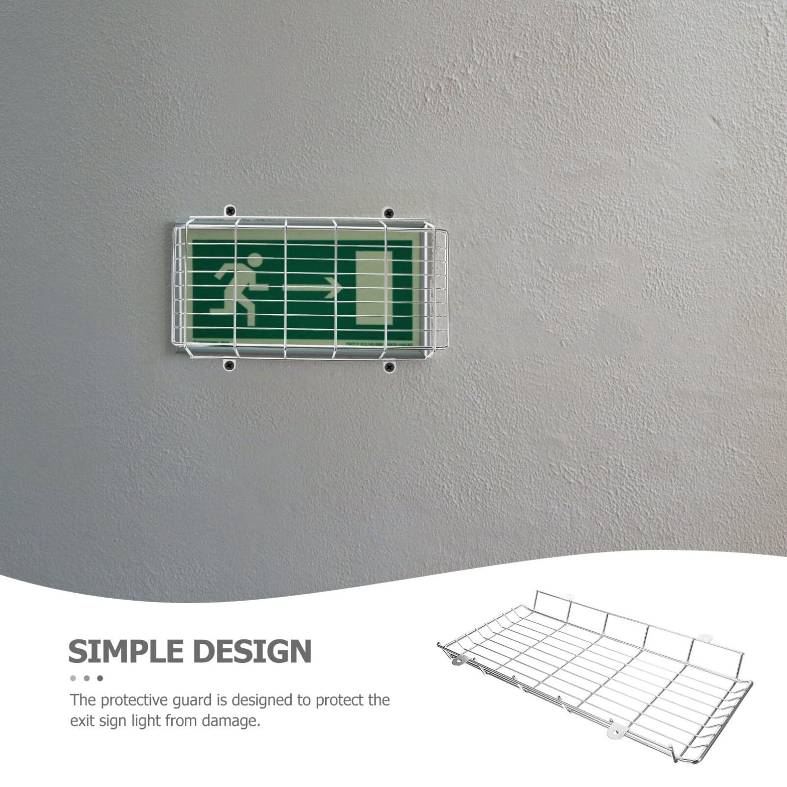 Housoutil Exit Sign Guard Stainless Steel Protective Guard for Emergency Light Emergency Light Wire Guard Emergency Guard Stainless Steel
