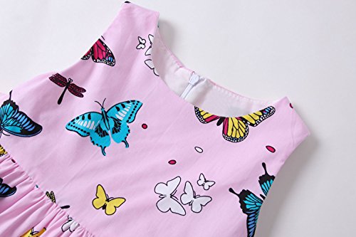 SMILING PINKER Little Girl Dresses Summer Butterfly Kids Toddler Cotton Sundress (Pink, 5 Years)
