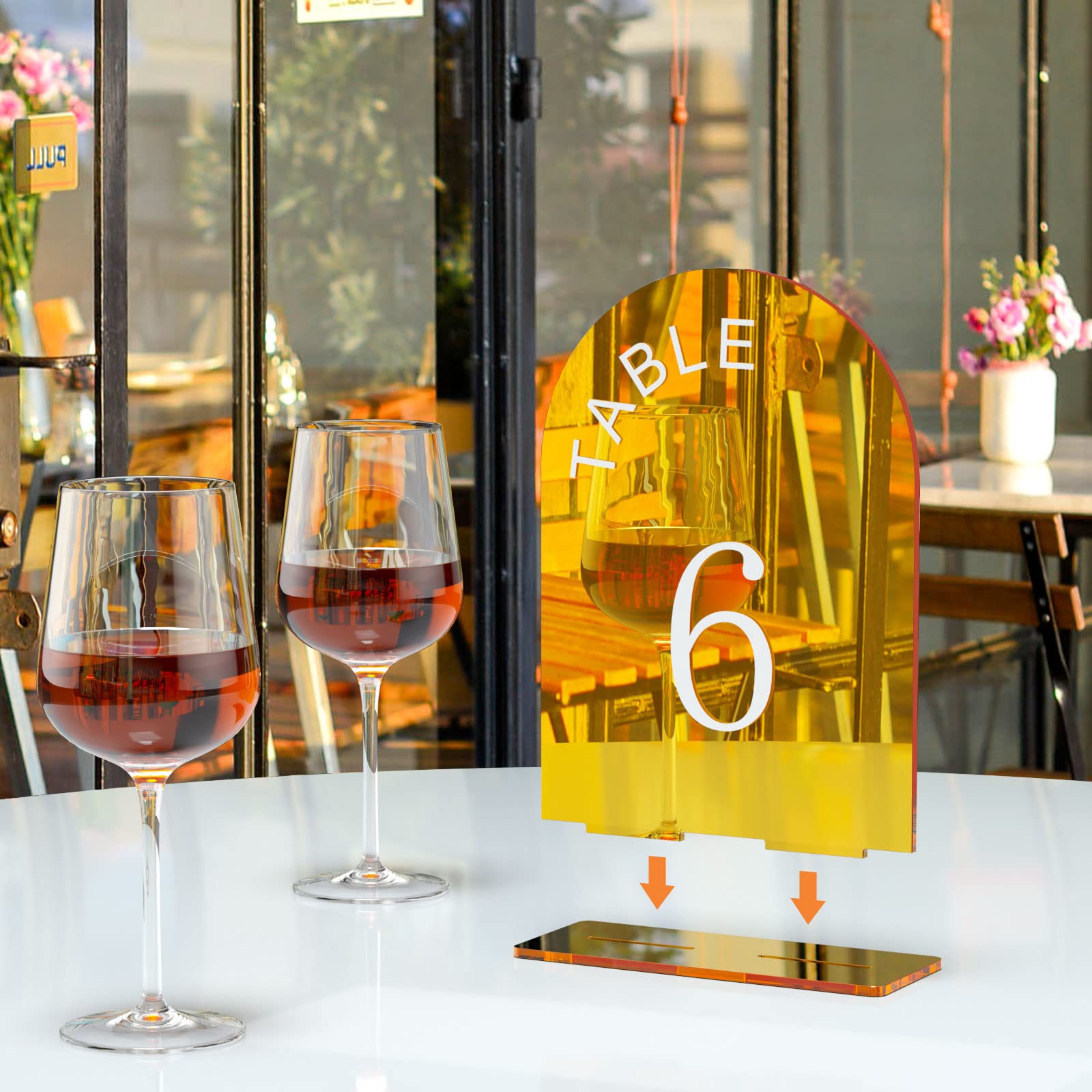 Nuggicet 15pcs Gold Mirror Table Numbers, 5"x7"Arch Wedding Table Numbers Stand for Any Party Occasion,Party Decoration,Modern Acrylic Table Sign Holder(Number1-15)
