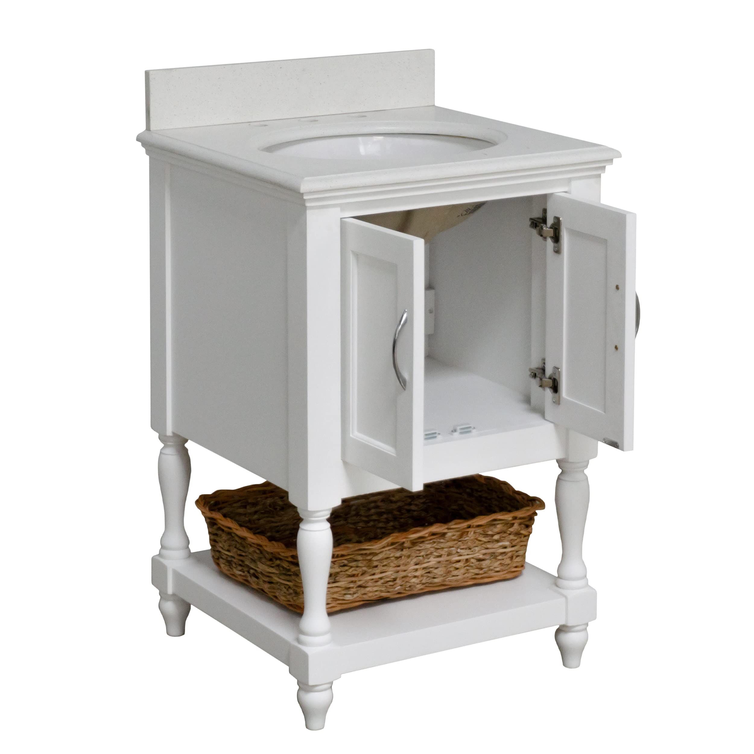 Beverly 24-inch Bathroom Vanity (White/Quartz): Includes White Cabinet with Stunning Quartz Countertop and White Ceramic Sink