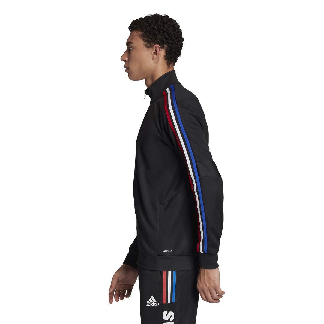 adidas Men's Soccer Tiro Track Jacket Black/Power Red/White/Bold Blue Small