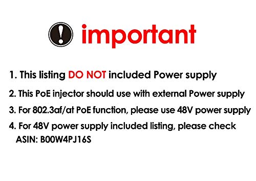 iCreatin 4-Port POE Power Over Ethernet Injector Adapter for IP Camera, Access Points and More; Use with External Power Supply for Passive or 802.3af Devices [External Power Supply NOT Included]