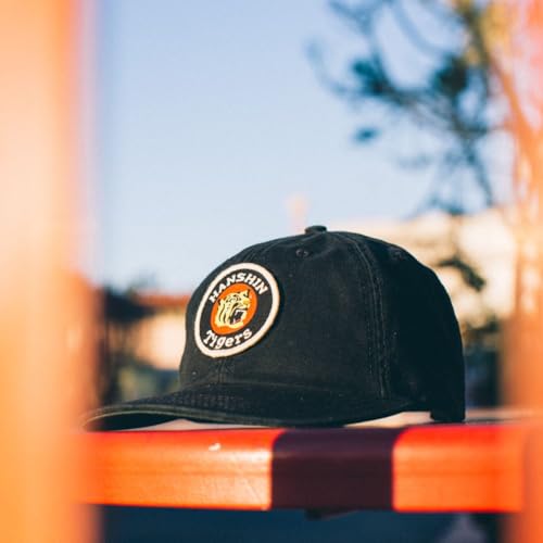 AMERICAN NEEDLE Hanshin Tigers League Japanese Nippon Baseball Adjustable Dad Hat, Hepcat, Black (43870A-HTI-BLK)