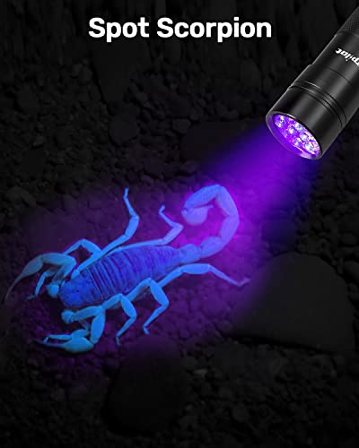 morpilot Blacklight Flashlights uv Flashlight: 12 Led 395nm 2 Pcs Black Light Flashlight Mini, Pet Urine Detector Light for Dog/Cat, Dry Stains, Resin Curing, Bed Bug