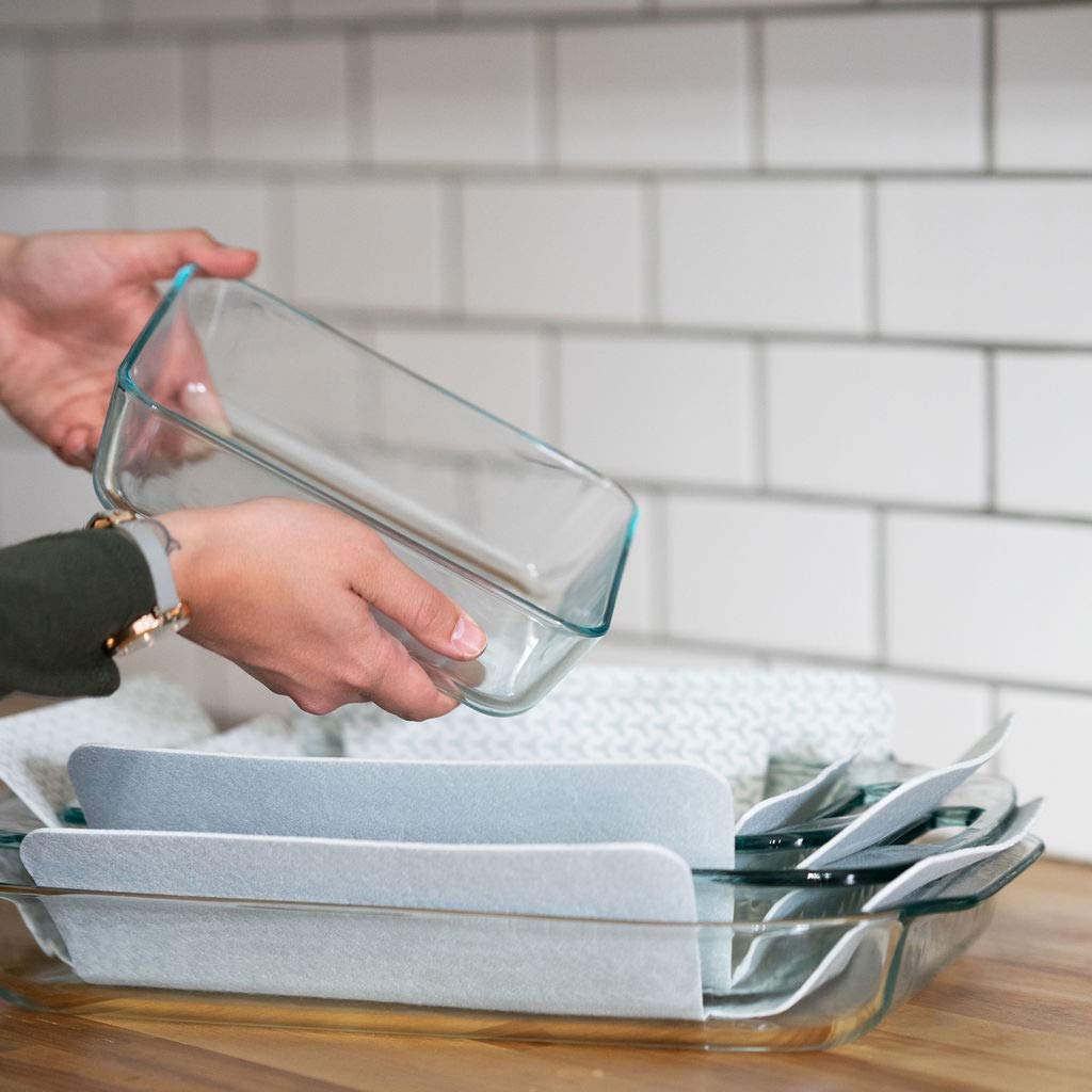 Bakeware Protectors - Set of 9 - Gray - 3 Pieces 19 X 15" Plus 3 Pieces 16 X 14" Plus 3 pieces 14 x 14" – Padded Pot and Pan Protectors To Protect Square And Rectangular Cookware