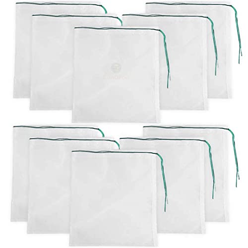 SunGrow Media Filter Bags, White Mesh Nylon Pouch for Holding Aquarium Active Carbon, Bio Rings, Lavender, Spices, Dried Flowers, 10 Pcs per Pack
