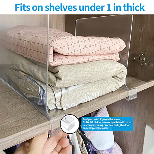 SUMAIDA Shelf Dividers for Closet Organization, Clear Acrylic Shelf Divider for Wooden Shelves, in Closets Shelf and Closet Separator in Bedroom, Kitchen and Office(8)