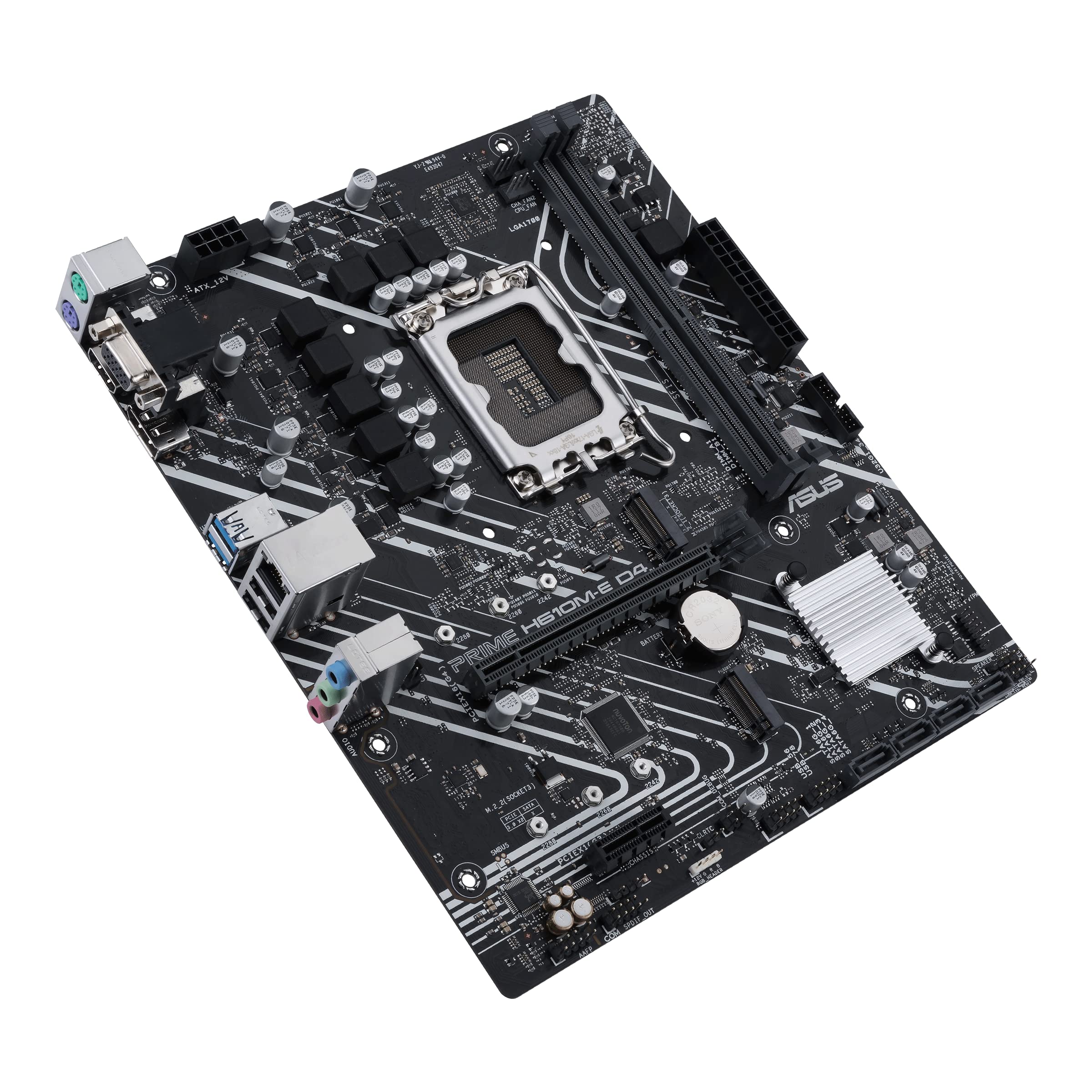 ASUS PRIME H610M-E D4 LGA 1700(Intel 12th Gen) mATX motherboard (PCIe 4.0, DDR4,2xM.2 slots,1Gb LAN,DisplayPort/HDMI/D-Sub, USB 3.2 Gen 1 ports, SATA 6 Gbps, COM header, RGB header)