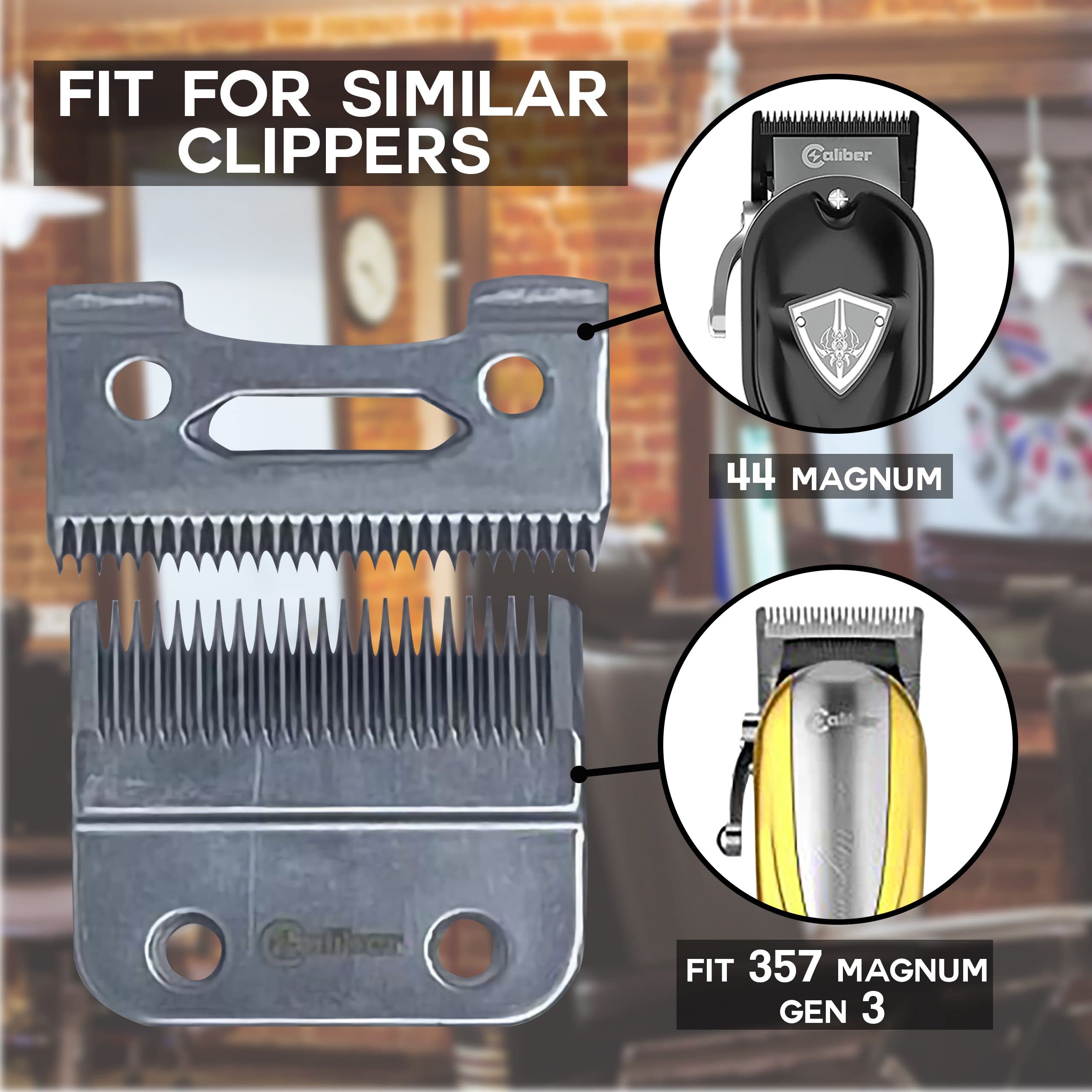 Caliber Pro 357 Magnum Clipper Blades - Cordless Clipper and Trimmer Professional Hair Cutting Blade - Spare Barber Blade for Men's Hair and Beard Grooming Clippers Kit (Replacement Blade)