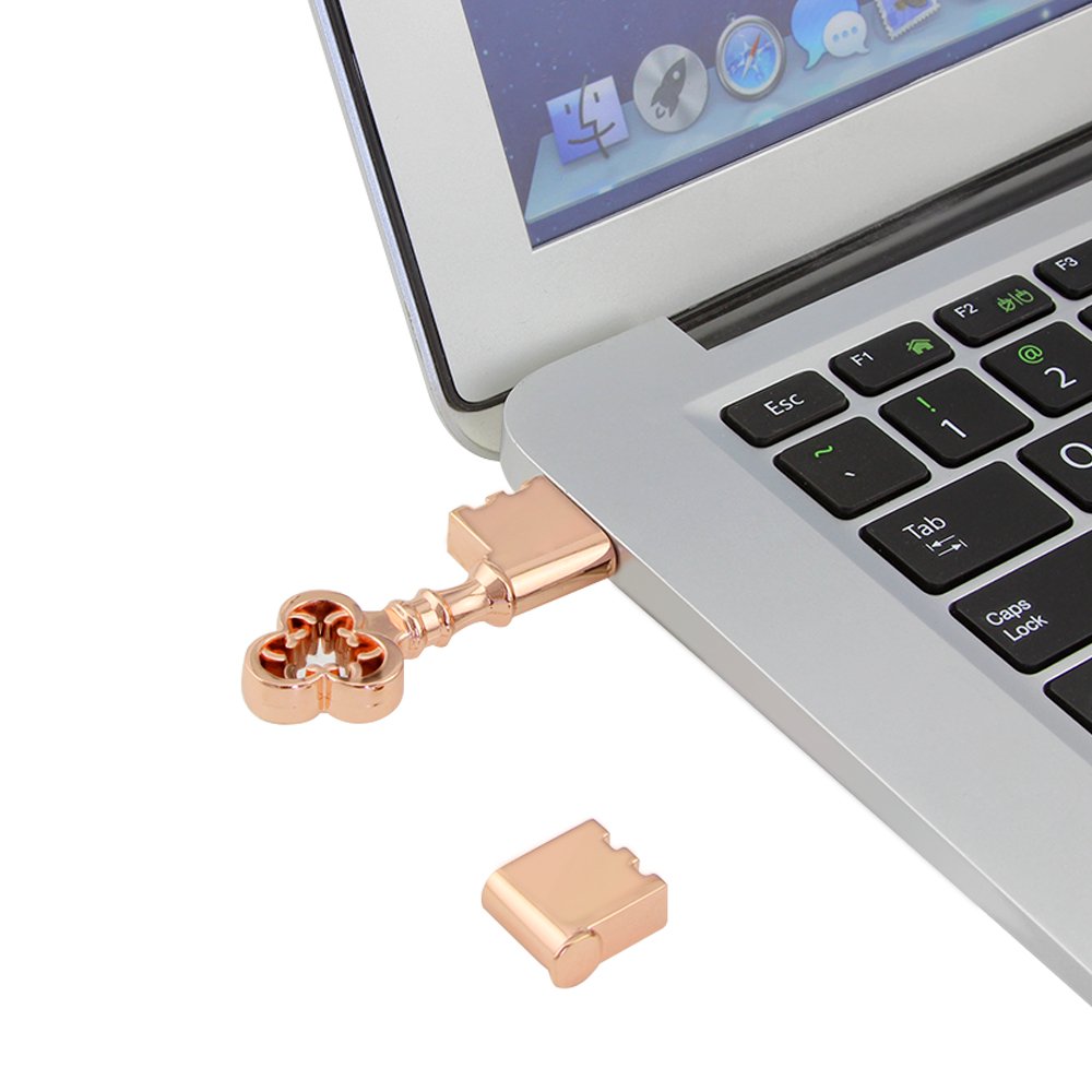 Fashion Cool Metal 32GB USB 2.0 Flash Drive Rose Gold Key Shape Pen Drive Keychain Thumb Drive Memory Stick Gift