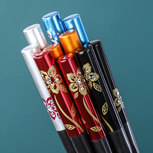 HuaLan Fiberglass Chopsticks Series - Japanese Non-Slip Chopstick, Reusable Chop Sticks Dishwasher Safe, 5 Pairs, Gift Set, 9.9 Inches