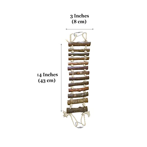 SunGrow Gecko Wooden Ladder Bridge, 14β Customizable, Versatile Enrichment Exercise Gym, Increase Living Vertical Space for Geckos, Hermit Crabs, and Pocket Pets