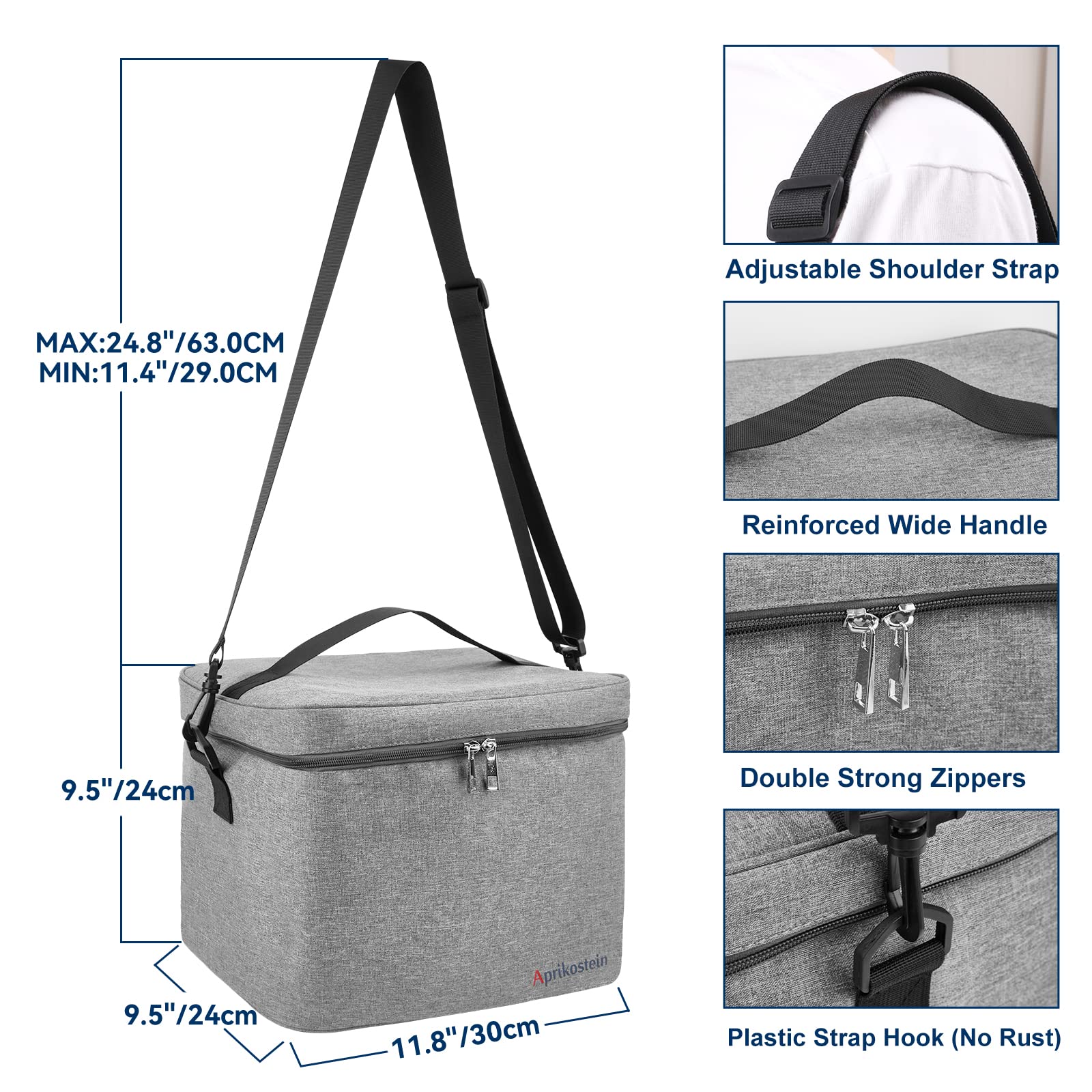 Aprikostein Small Cooler Asclassic, Soft Cooler Bags Insulated 17L 20 Can Portable Collapsible Cooler, Lunch Box Cooler for Men Work Beach Travel Camping, Gray