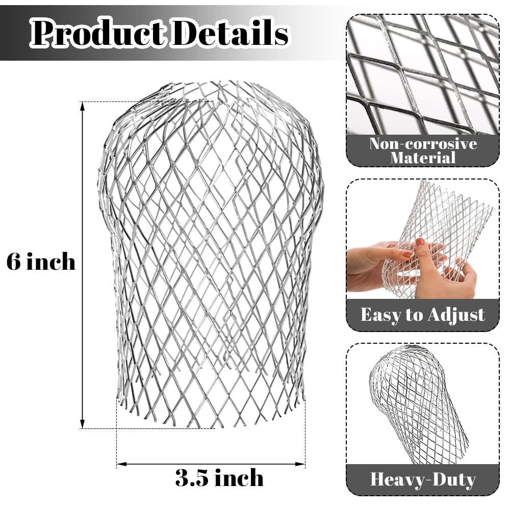 ALMOXVYE 10 Pack Gutter Downspout Guards, 3.5 Inch Aluminum Gutter Guard Strainer Filter, Expandable Mesh Gutter Filter Strainer for Preventing Blockage Leaves Debris from Clogging Pipes