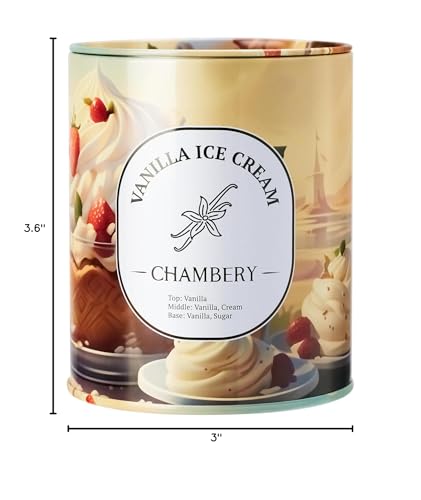 CHAMBERY Vanilla Bean Candle | Sundae Desert Artistry in Tin | Soy Wax with Lead-Free Cotton Wick | 55-Hour Burn | Timeless Aroma for All Seasons