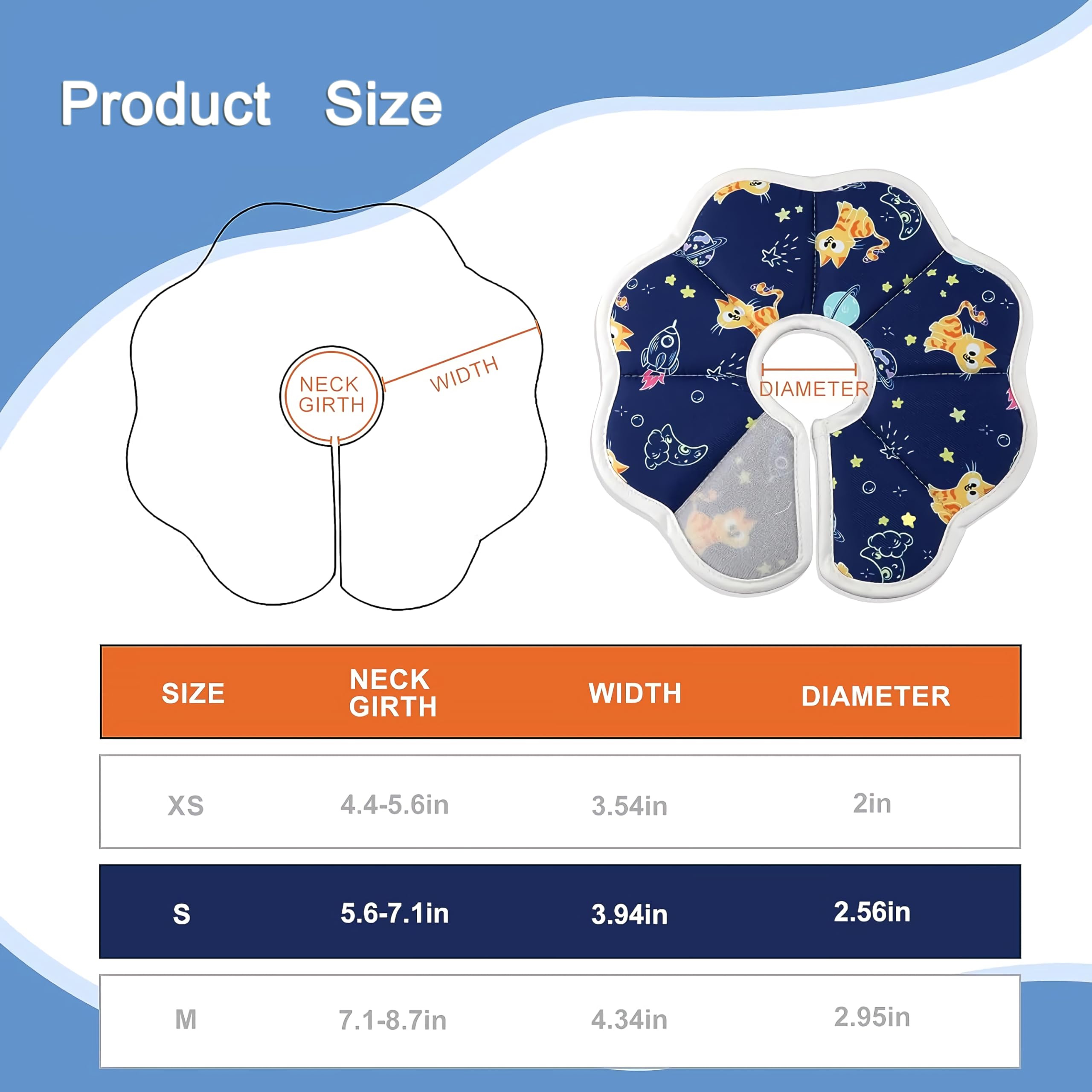 Cat Recovery Collar Soft,Adjustable Pet Cone Collar for After Surgery,Lightweight Elizabethan Collar for Cats Kitten Puppies Prevent from Licking (S)