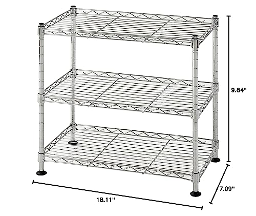 Muscle Rack WS181018-C Steel Adjustable Wire Shelving, 3 Shelves, Chrome, 18" Height, 18" Width, 264 lb. Load Capacity