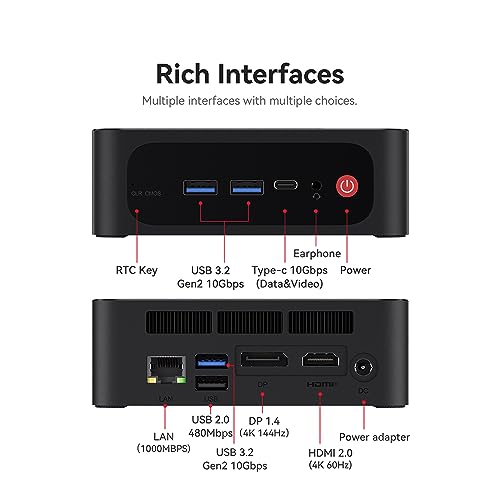 Beelink Mini PC, AMD Ryzen 7 5800H 8 Core(Up to 4.4GHz), 32GB DDR4 RAM 500GB NVMe M.2 SSD, SER5 Max Mini Desktop Computer Support 4K@60Hz Triple Display/WiFi 6/BT5.2/DP/HDMI/USB-C, Gaming/Office/Home