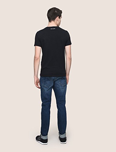 A|X ARMANI EXCHANGE mens Crew Neck Logo Tee T Shirt, Grid Logo Black, Small US