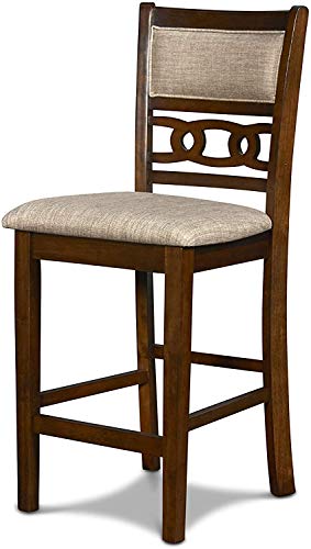 New Classic Furniture Gia 5-Piece Round Counter Height Dining Set with 1 Dining Table and 4 Chairs, 42-Inch, Cherry