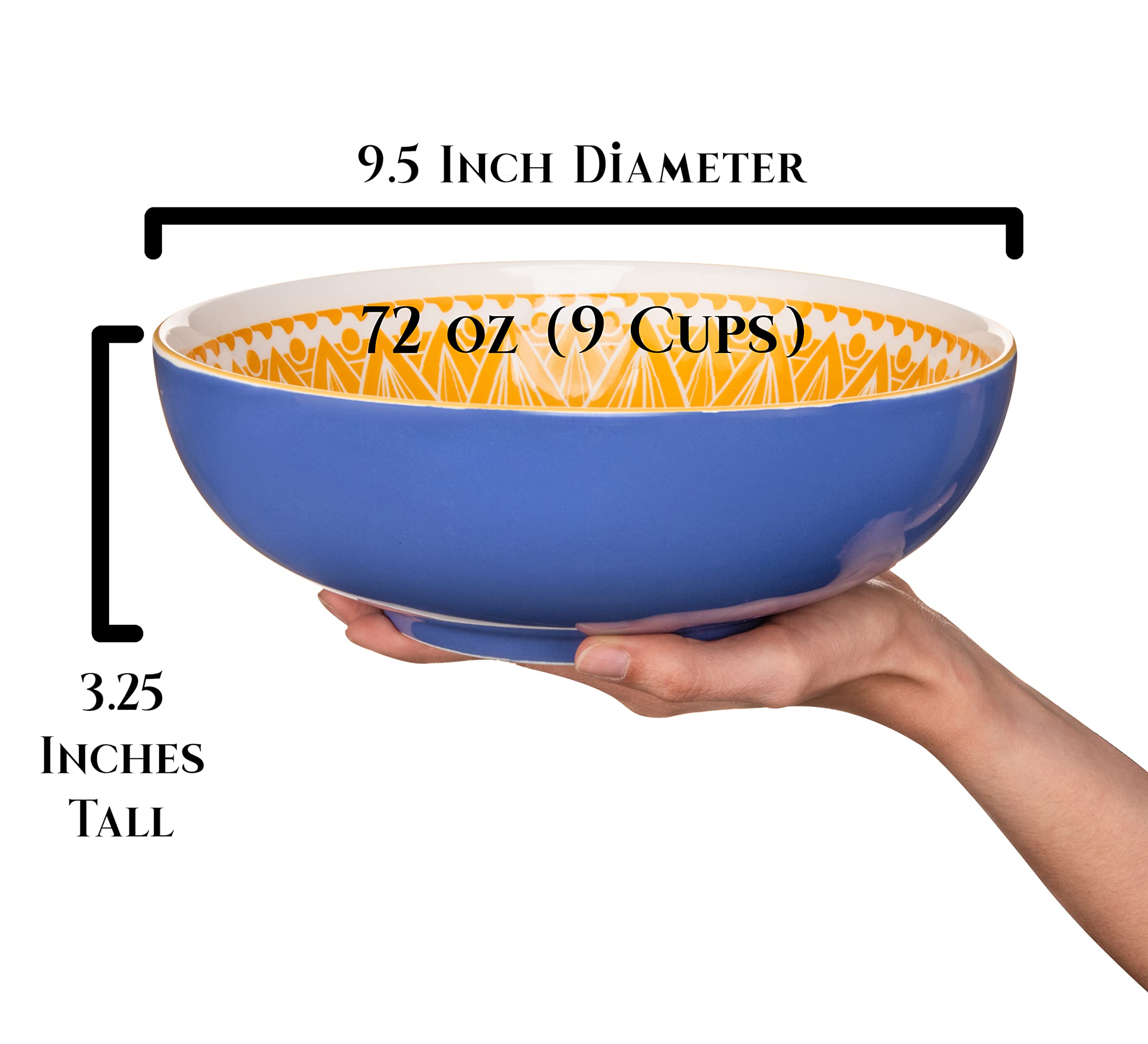 Annovero Serving Bowls (72 oz capacity), Pasta Bowls (42 oz capacity), Large Bowls for Soup or Salad, Set of 6 Each, Bundle