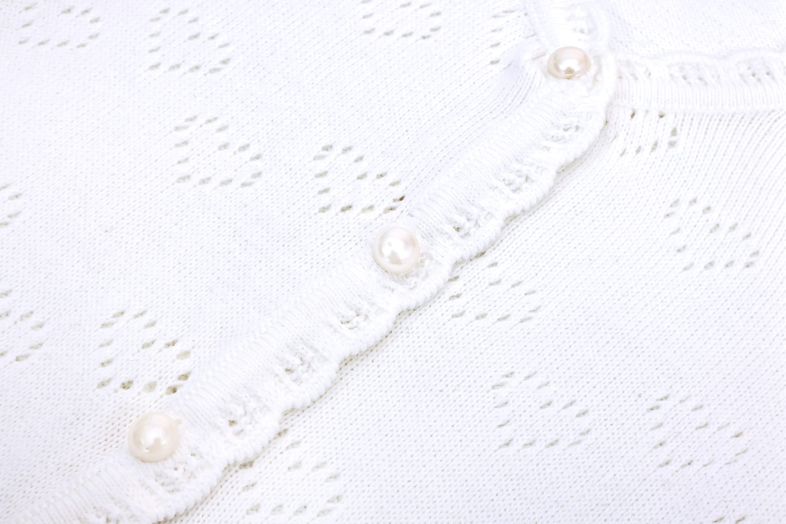 Lilax Baby Girls' Little Hearts Knit Cardigan Sweater 12M White