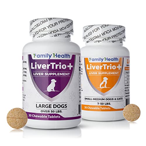 LiverTrio+ Comprehensive Liver Support Supplement for Smaller Dogs. Flavorful Chewable Tablets Combining Same, SPC, Silybin A+B, + Glutathione 30Ct (Small - Medium)