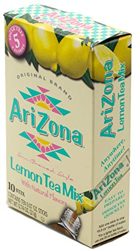 Arizona Lemon Iced Tea Stix Sugar Free, 10Countper Box (Pack of 6), Low Calorie Single Serving Drink Powder Packets, Just Add Water for a Deliciously Refreshing Iced Tea Beverage
