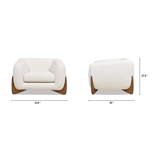 Jennifer Taylor Home Alpine 43.5" White Boucle Modern Scandinavian Minimalist Round Arm Sherpa Living Room Arm Chair