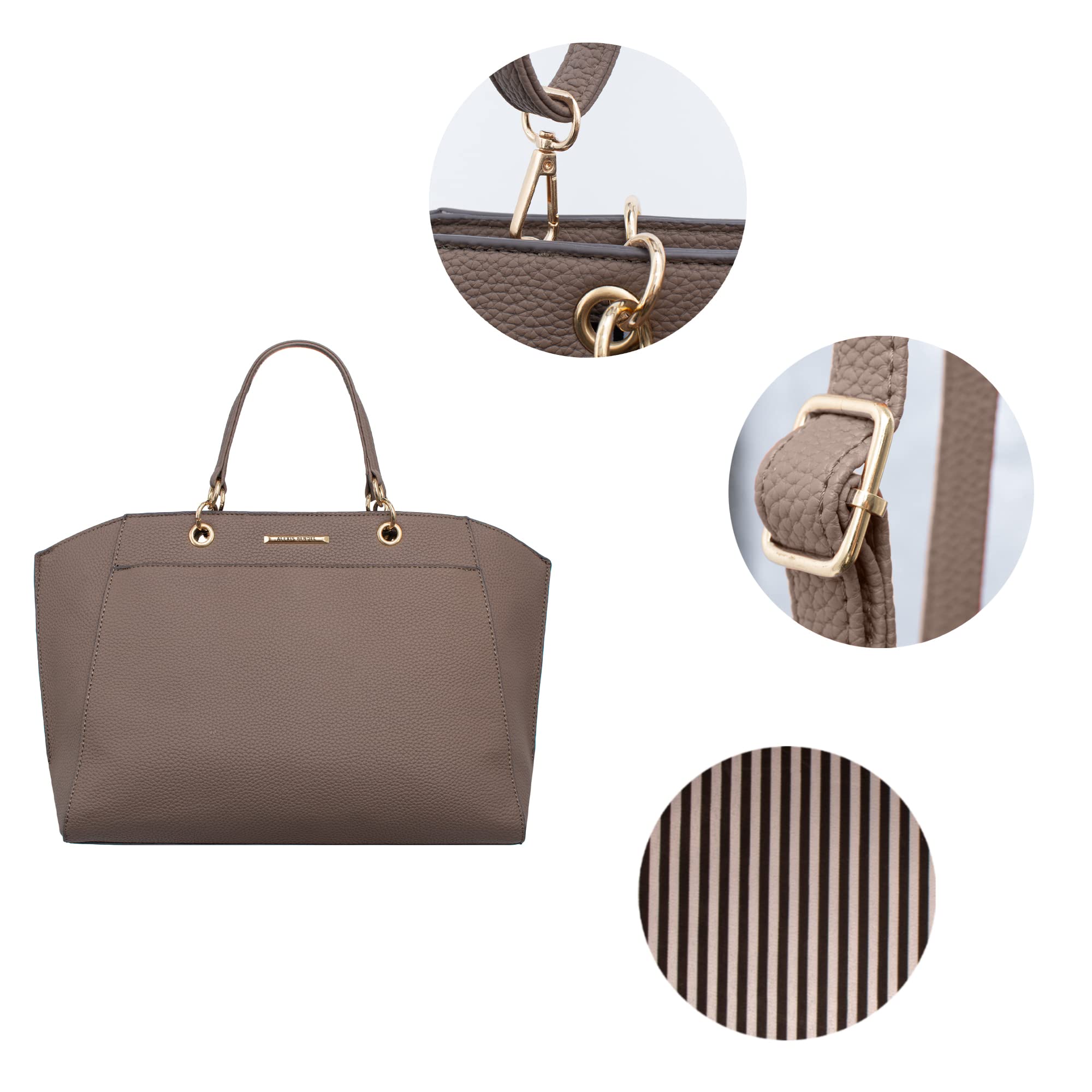 Alexis Bendel Women’s Vegan Leather East/West Wide Satchel Crossbody Handbag With Adjustable & Removable Strap
