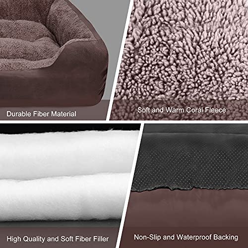 PUPPBUDD Dog Beds for Large Dogs, Rectangle Washable Dog Bed Comfortable and Breathable Pet Sofa Warming Orthopedic Dog Bed for Large Medium Dogs
