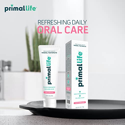 Primal Life Organics - Dirty Mouth Natural Alkalizing Toothpaste, Hydroxyapatite, Flavored Essential Oils, Natural Kaolin, Bentonite Clay, Colloidal Silver, Organic, Vegan (Bubblegum Flavor, 4oz)