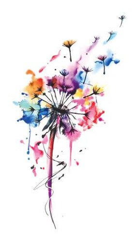 SanerLian Set of 5 Waterproof Temporary Fake Tattoo Stickers Watercolor Pink Blue Dandelion