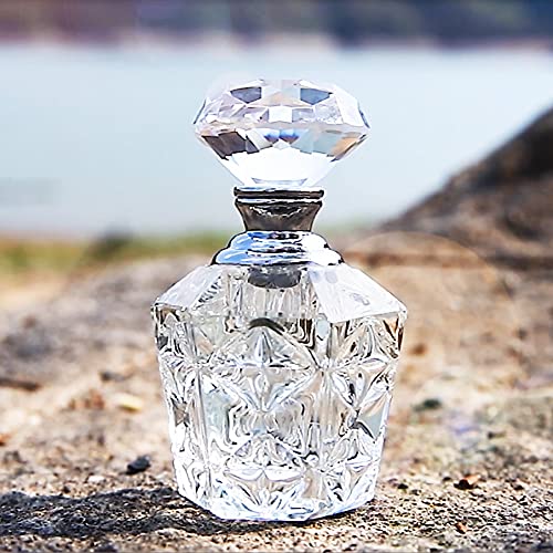 H&D HYALINE & DORA Clear Art Carved Crystal Empty Mini Refillable Perfume Bottle