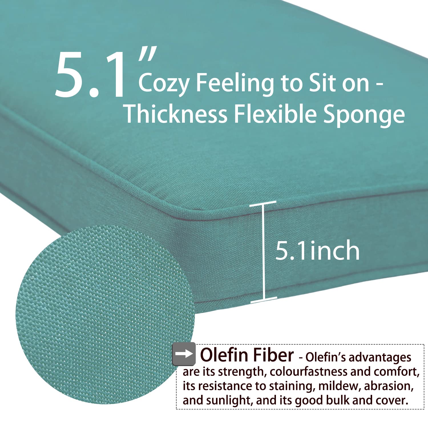 Aoodor 22'' x 24'' Outdoor Deep Seat Chair Cushion Set,Olefin Fabric Slipcover and Sponge Foam- Teal (Set of 2 Seats, 2 Backs, 2 Pillows