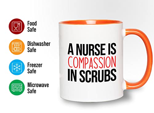 Bubble Hugs Nurse 2Tone Orange Mug 11oz - A nurse is compassion - Labor Clinical Certified Nursing Assistant Surgical Emergency Oncology Practitioner
