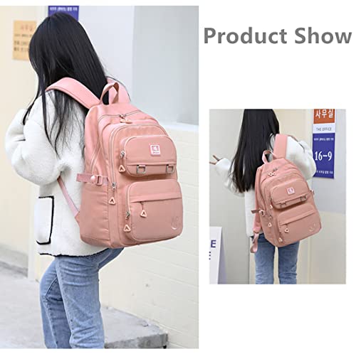 BEFUNIRISE Backpack for School Girls Bookbag Cute Bag College Middle High Elementary 18 Inch School Backpack for Teen Girls (#1Pink, Large)