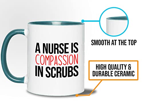 Bubble Hugs Nurse 2Tone Green Mug 11oz - A nurse is compassion - Labor Clinical Certified Nursing Assistant Surgical Emergency Oncology Practitioner