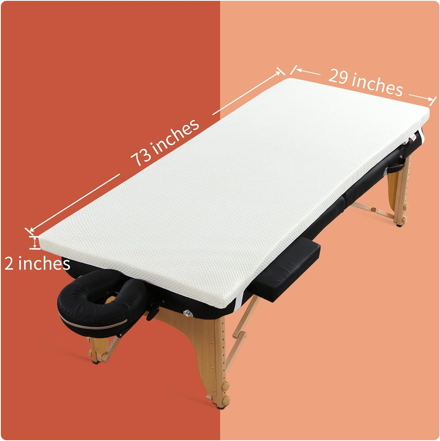Extra Thick Memory Foam Massage Bed Mattress Topper with Removable Cover, Topper for Massage Table, Elastic Bands & Non-Slip Lash Bed Cushion Without Bed-for Beauty and Massage -73"x29"x2" Pink