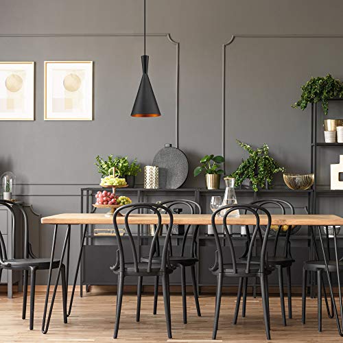 Globe Electric 63873 1-Light Hourglass Pendant, Matte Black, Gold Interior, Black Cord, E26 Base Socket, Kitchen Island, Pendant Light Fixture, Adjustable Height, Home Décor Lighting, Home Decor, Mira