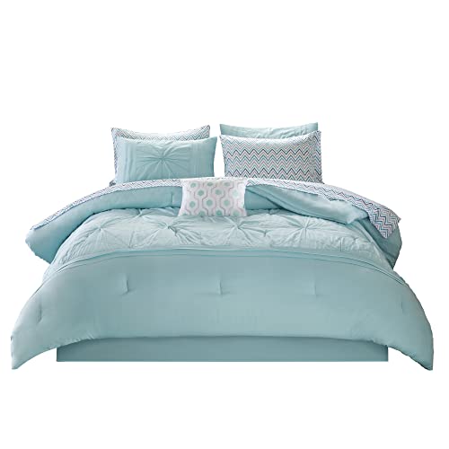 Intelligent Design Toren Complete Bag Tufted Embroidered Comforter with Sheet, Season Bedding Set, Full, Aqua