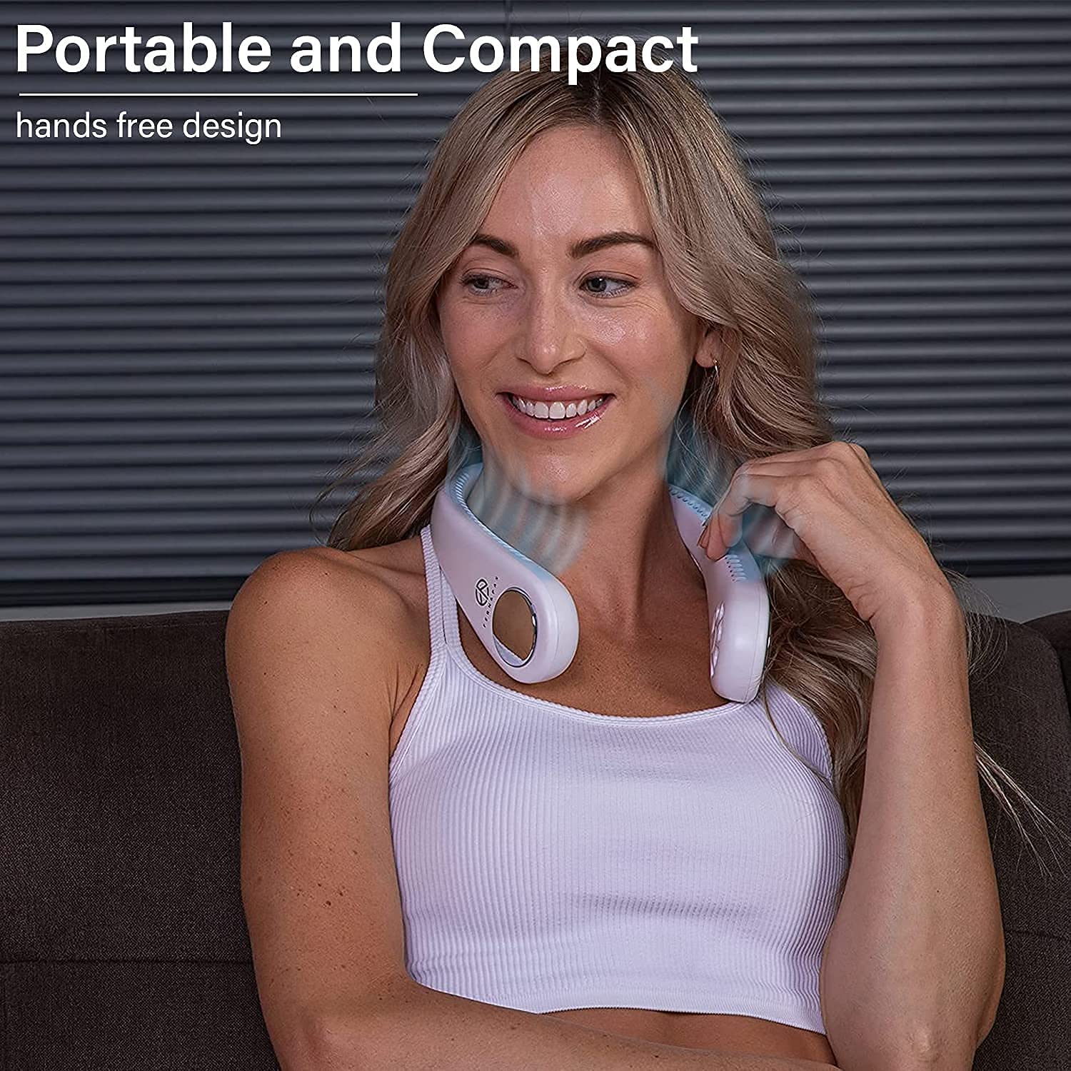 Fern & Pax Bladeless Neck Fan – USB Rechargeable Portable Neck Fan with 3 Airflow Levels – Headphone Design Cooling Fan – Wearable Cooling Device with Flexible Rubber Ductile Arm