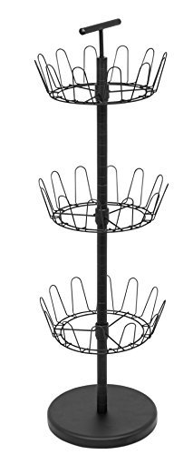 Internet's Best 3 Tier Metal Shoe Tree - Black Finish - 18-Pair Shoe Organization Rack - Storage Organizer - Free Standing Tower Weighted Base - Strong Sturdy