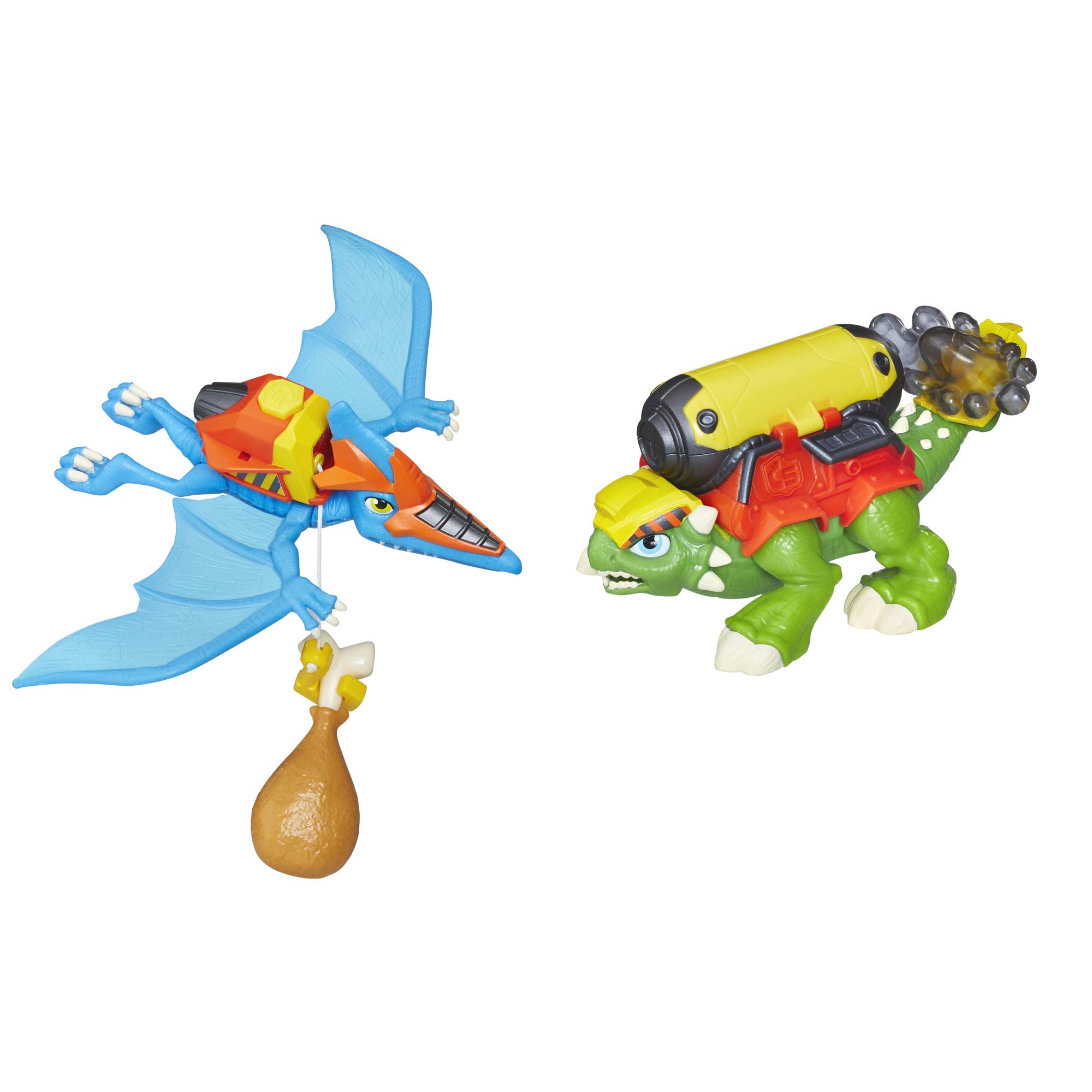 Chomp Squad Playskool Construction Crew, Ankylosaurus and Pterodactyl Figures, Dinosaur Toy with Construction Play for Kids 3 Years and Up