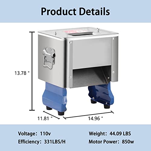 AI XUAN Commercial Meat Cutter Machine, Stainless Steel Restaurant Food Cutter, Meat Cutting Slicer, 330LBS/H 850W(Meat Thickness: 3.5mm)