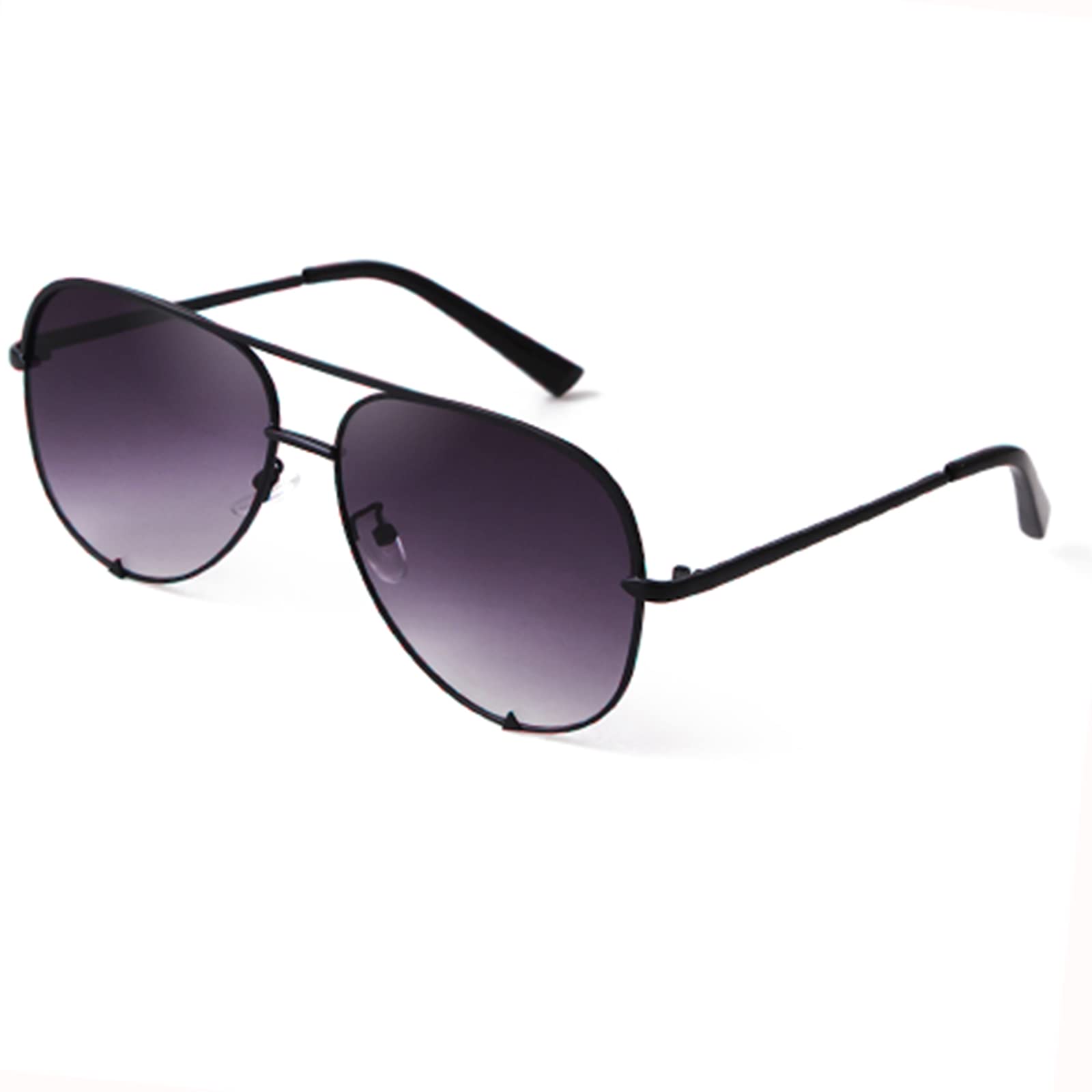 ADE WU Retro Oversized Aviator Sunglasses for Women Classic Black Gold Metal Vintage Big Pilot Shades (Black Faded Lense)