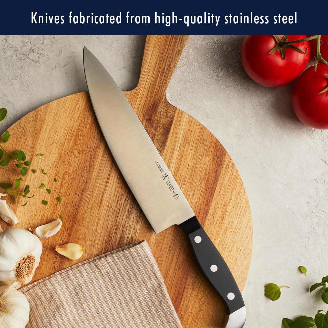 Henckels International Statement 14-pc Self-Sharpening Knife Block Set | 6 Steak Knives, Paring Knife, Santoku Knife, Bread Knife, Chef’s Knife, & More