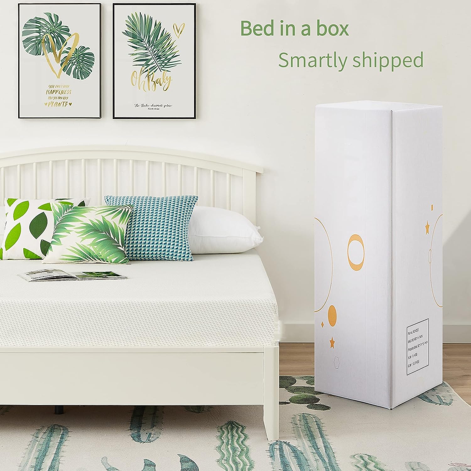 Hbaid Twin Mattress, 6 Inch Green Tea Cooling Gel Memory Foam Mattress in a Box Medium Firm Twin Bed Mattress for Bunk Bed, Trundle Bed, Pressure Relief, CertiPUR-US Certified